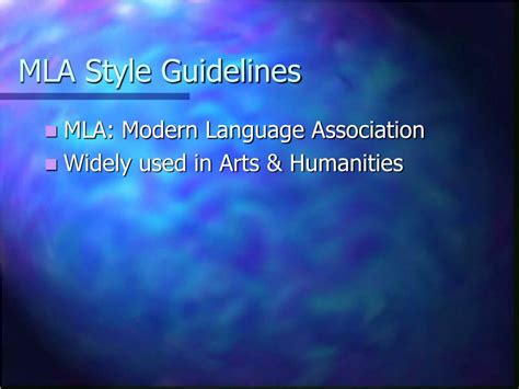 PPT MLA Style Guidelines PowerPoint Presentation Free Download ID