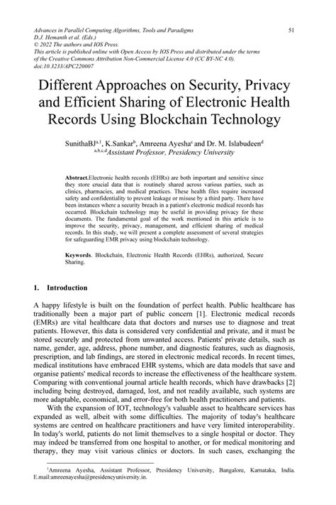 Pdf Different Approaches On Security Privacy And Efficient Sharing Of Electronic Health