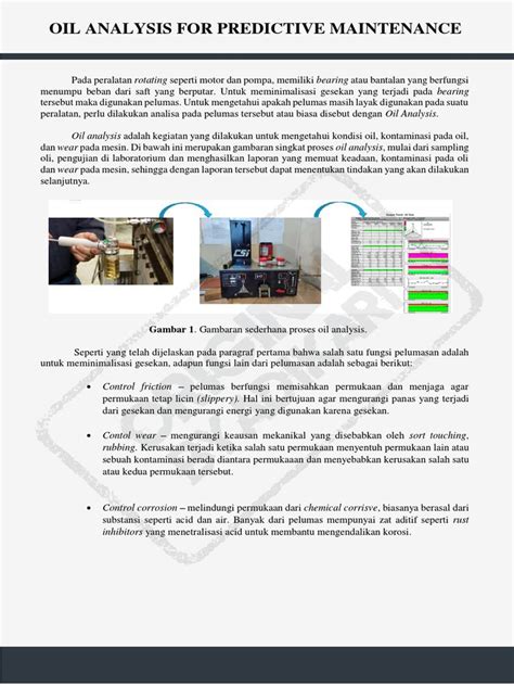 Oil Analysis For Predictive Maintenance Pdf