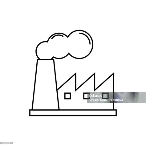 공장 라인 아이콘 개요 벡터 기호 선형 스타일 그림 흰색 절연 산업 심볼 로고 그림입니다 프리미엄 품질 그래픽 디자인 요소입니다 건축물에 대한 스톡 벡터 아트 및 기타