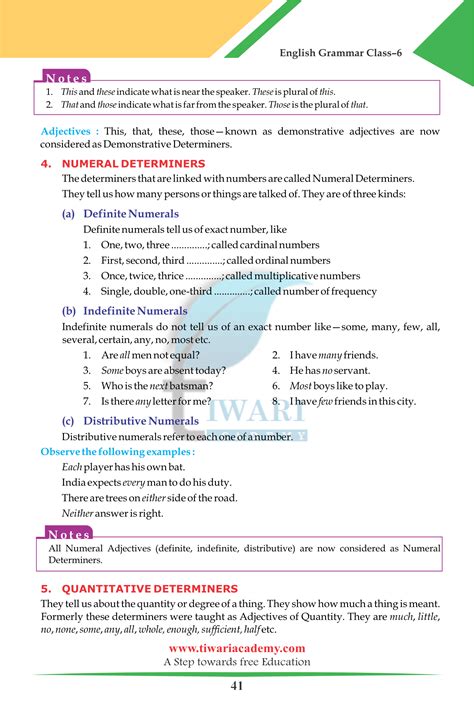 Class 6 English Grammar Chapter 9 Determiners With Examples