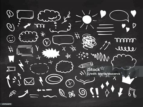 단순 스케치 선 스타일 요소 낙서 귀여운 잉크 펜 라인 요소는 흰색 배경에 고립되어 있습니다 낙서 화살표 심장 별 장식 기호 칠판 배경에 설정된 아이콘입니다 벡터 일러스트