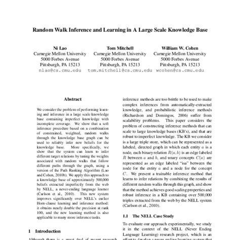Random Walk Inference And Learning In A Large Scale Knowledge Base Acl Anthology