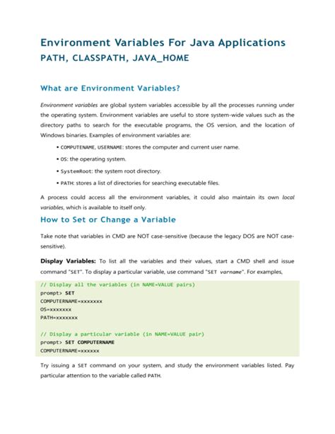 Environment Variables For Java Applications