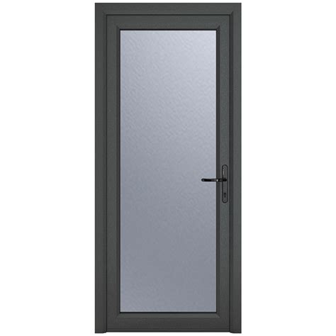 Crystal Upvc Double Glazed Grey White Door Full Glass Left Hand Obscure Glass 890x2090mm Wilko