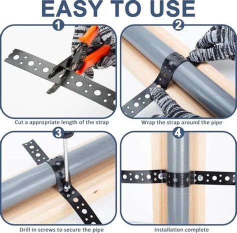 Perforated Metal Strap For Pipe Support Pipe Hanger Strap Metal Strapping With Holes Matte Black