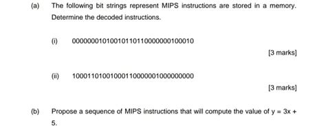 Solved A The Following Bit Strings Represent Mips