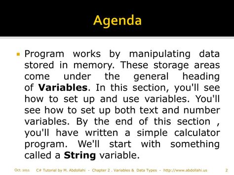 Ppt Chapter 2 Variables And Data Types In Cnet Powerpoint