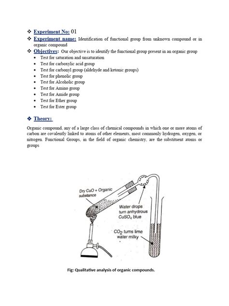 Functional Group Identification Pdf Functional Group Organic Compounds