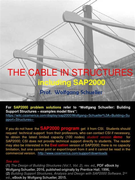 The Cable In Building Structures Including Sap2000 Rev Ed Wolfgang Schueller Pdf