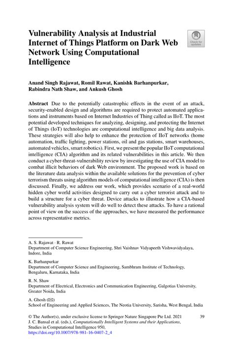 Pdf Vulnerability Analysis At Industrial Internet Of Things Platform On Dark Web Network Using