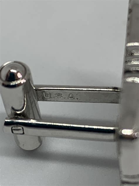 Mens Vintage Hickok Usa Silver Tone Square Cufflinks Burgundy Red