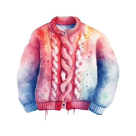 Premium Vector Knitting Sweater Watercolor Illustration White Background