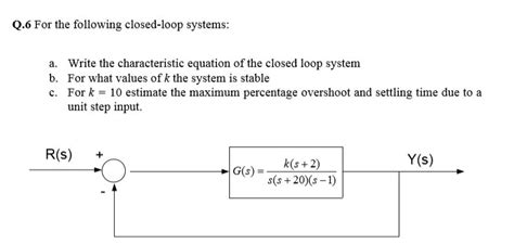 Q For The Following Closed Loop Systems A Write Chegg