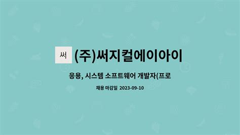 주써지컬에이아이 응용 시스템 소프트웨어 개발자프로그래머 모집 더팀스