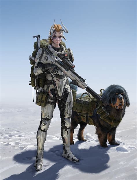 배경 화면 삽화 여자들 개 총을 든 여자애들 Women With Weapons 기갑 된 미래의 갑옷 Futuristic Weapons Science