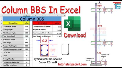 Column Reinforcement Calculation Excel Sheet