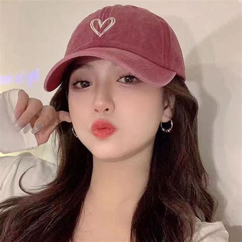 하트 워싱 패션 빈티지 힙 여성 볼캡 야구 모자