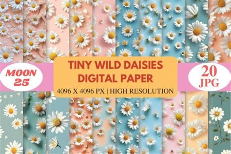 Tiny Wild Daisies Digital Paper Graphic By Moon25 · Creative Fabrica