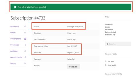 Woocommerce Subscriptions Cancellation Notice