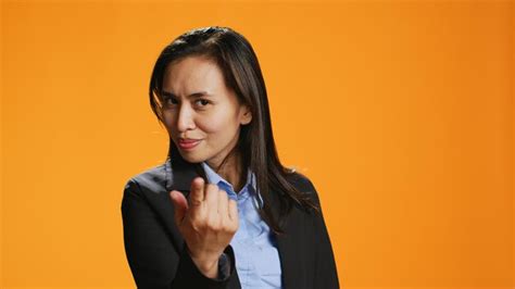 Premium Photo Female Model Calling For Someone On Camera