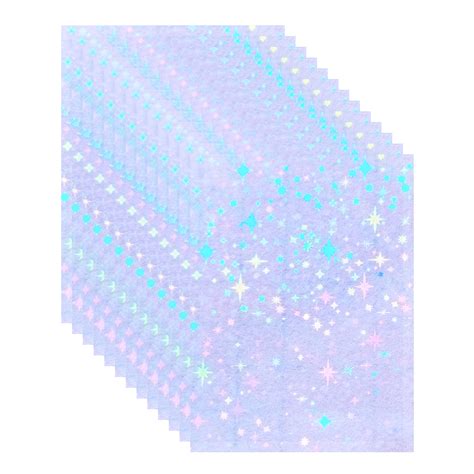 25 Sheets Stars Holographic Clear Vinyl Cold Laminated