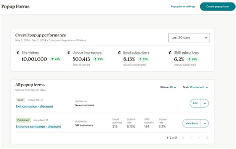 Manage Your Popup Form Mailchimp