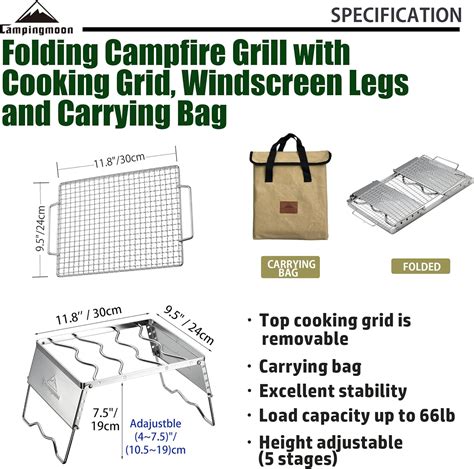 Camping Fire Ms 1018 Sw Portable Stainless Steel Campfire Grill Grate