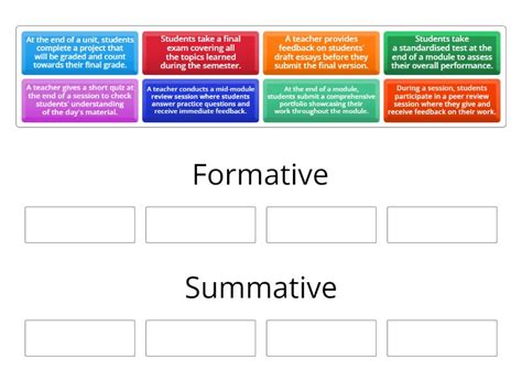 Formative Or Summative Assessment Group Sort