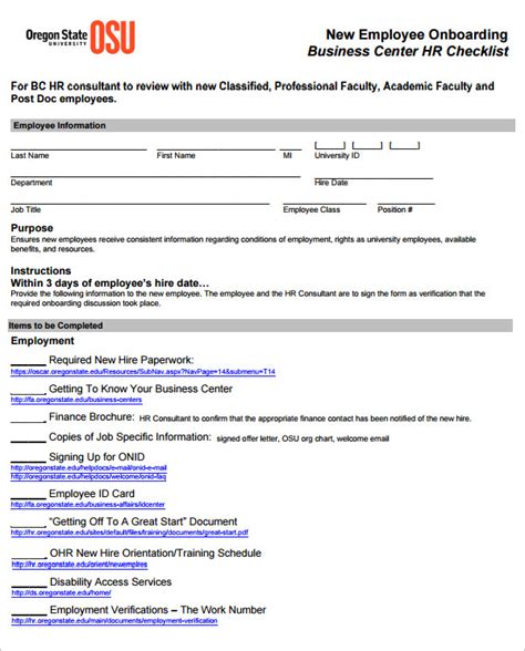 33 HR Checklist Templates Free Sample Example Format
