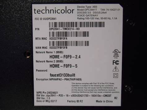 Comcast XfinityTechnicolor XB3 TG1682G WIFI VOICE CABLE MODEM Dual Band WiFi