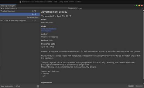 can t find advertisement legacy package unity services unity discussions