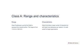 Introduction To IP Address Classes Pptx Computer Networking Computing