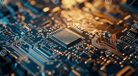 Detailed Closeup View Of Sophisticated Advanced Microchip Circuitry Structures And Patterns