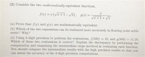 solved 2 consider the two mathematically equivalent