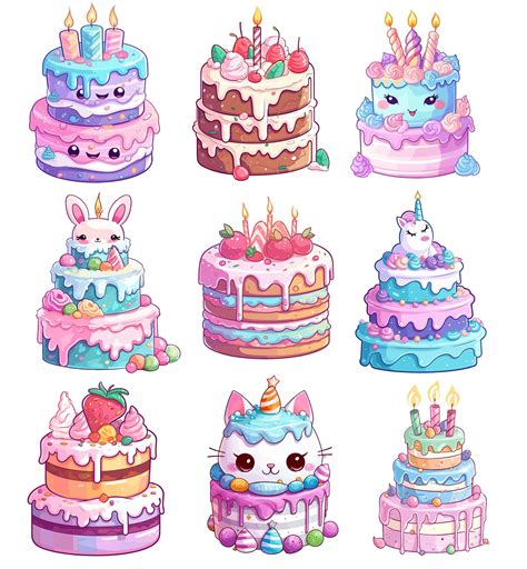 Kawaii Cute Xl Birthday Cake Png Bundle Cute Food Drawings Cute