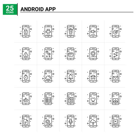 25 Android App Icon Set Vector Background 18010607 Vector Art At Vecteezy