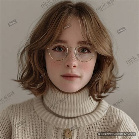 Ai创作图时尚少女镜框 写实少女 眼镜创意照 戴眼镜的女生 写实人物插画 圆边细框眼镜 照片级写实 学生配镜淘宝眼镜 时尚学术镜架 3d效果女孩 网红棕褐色黄色 被子短头发 2021牛年造型