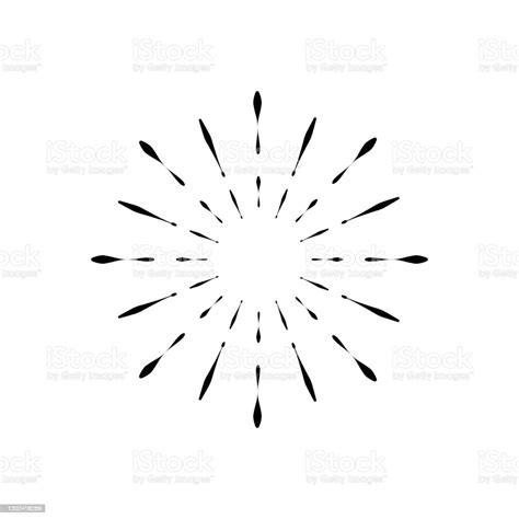 복고풍 태양 버스트 모양과 빈티지 손으로 그린 태양 버스트 폭발 파열의 광선 빈티지 로고 라벨 배지 기하학적 모양 별과 벡터