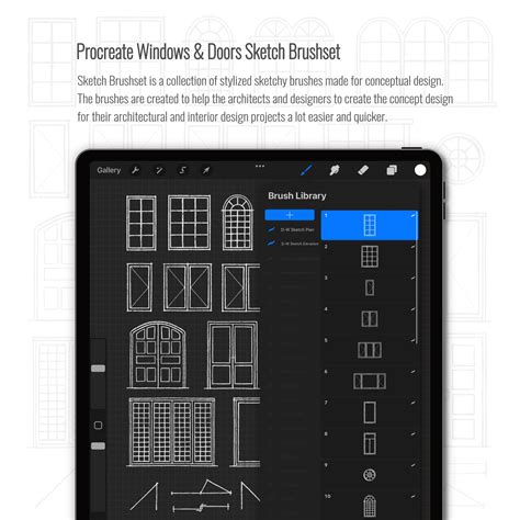 Procreate Windows And Doors Sketch Brushset Toffu Co