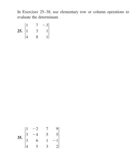solved in exercises 25 38 use elementary row or column