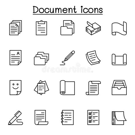 Document Icon Set In Thin Line Style Stock Vector Illustration Of Flow Form 230639630