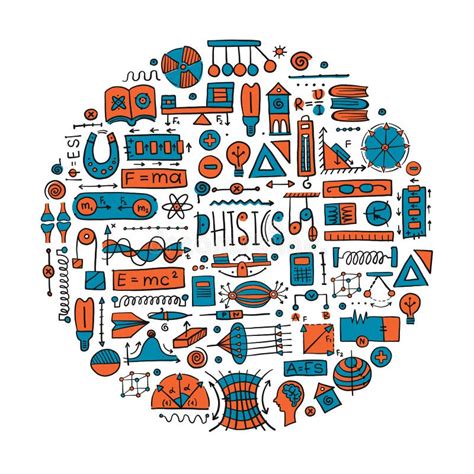 Physics Icons Sign And Symbols Art Background For Your Design Stock Vector Illustration Of