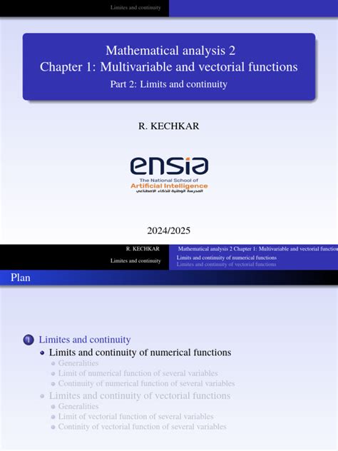 Analyse 3 Fonction Aux Plusieurs Variables 1 Pdf Continuous Function Function Mathematics