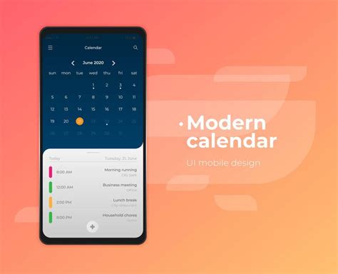 Calendario Móvil Apptasks Ui Ux Diseño Maqueta Vector Imagen Vector