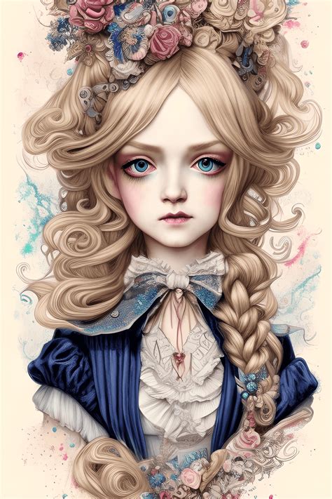 Alice In Wonderland Victorian Girl With Long Blonde Hair · Creative Fabrica