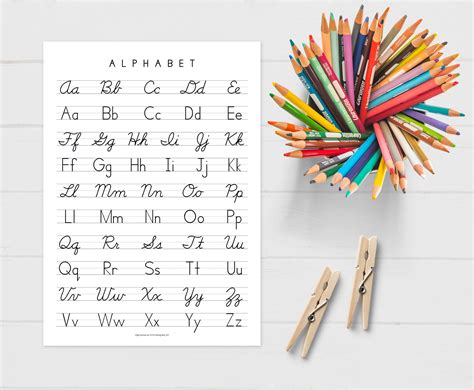 Cursive Manuscript Print Handwriting Chart Minimalist Etsy