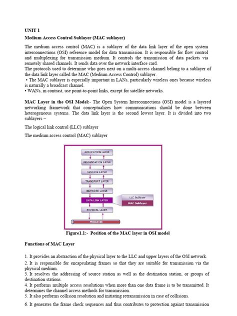 Unit 1 Mac Sublayer Complete Notes Pdf