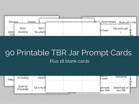 90 Tbr Jar Prompt Cards 18 Blank Instant Download Printable Etsy