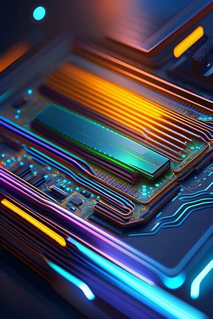 Premium Ai Image Electric Computer Circuit Board Interior Data Microchip Motherboard Ram